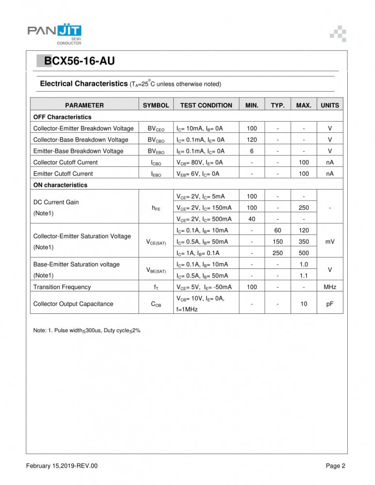 BCX56-16-AU technical document page 2