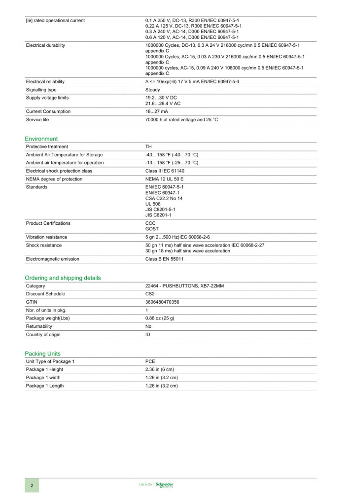 XB7NJ03B1 technical document page 2