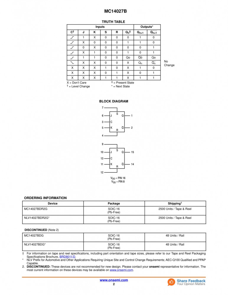 MC14027B technical document page 2