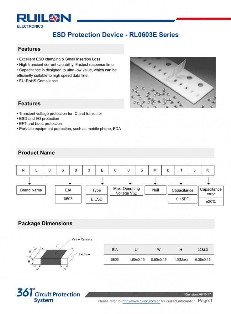 RL0603E series datasheet page 2