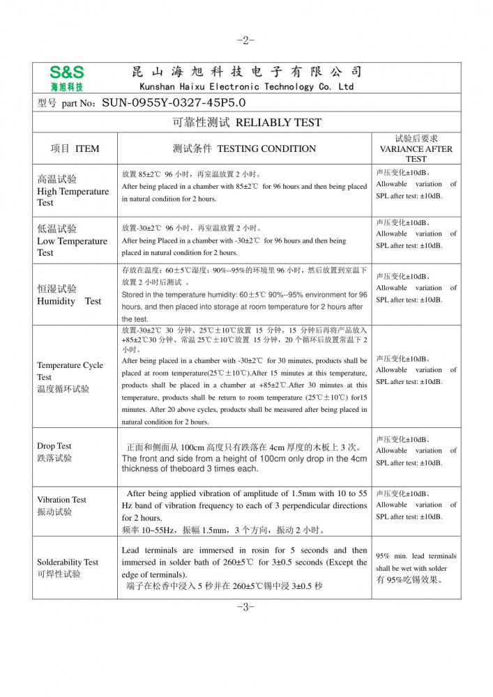 SUN-0955Y-0327-45P5.0 specification page 3