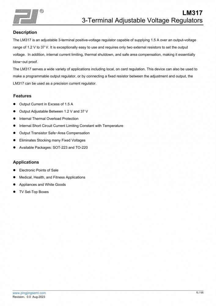 LM317ST datasheet page 1