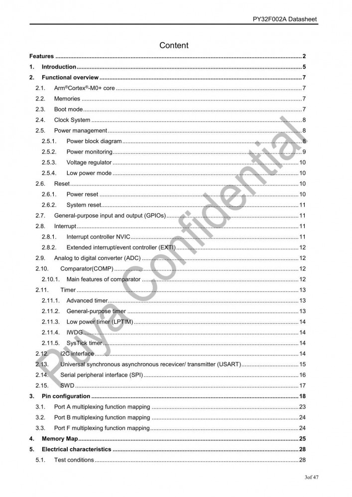PY32F002A datasheet page 3