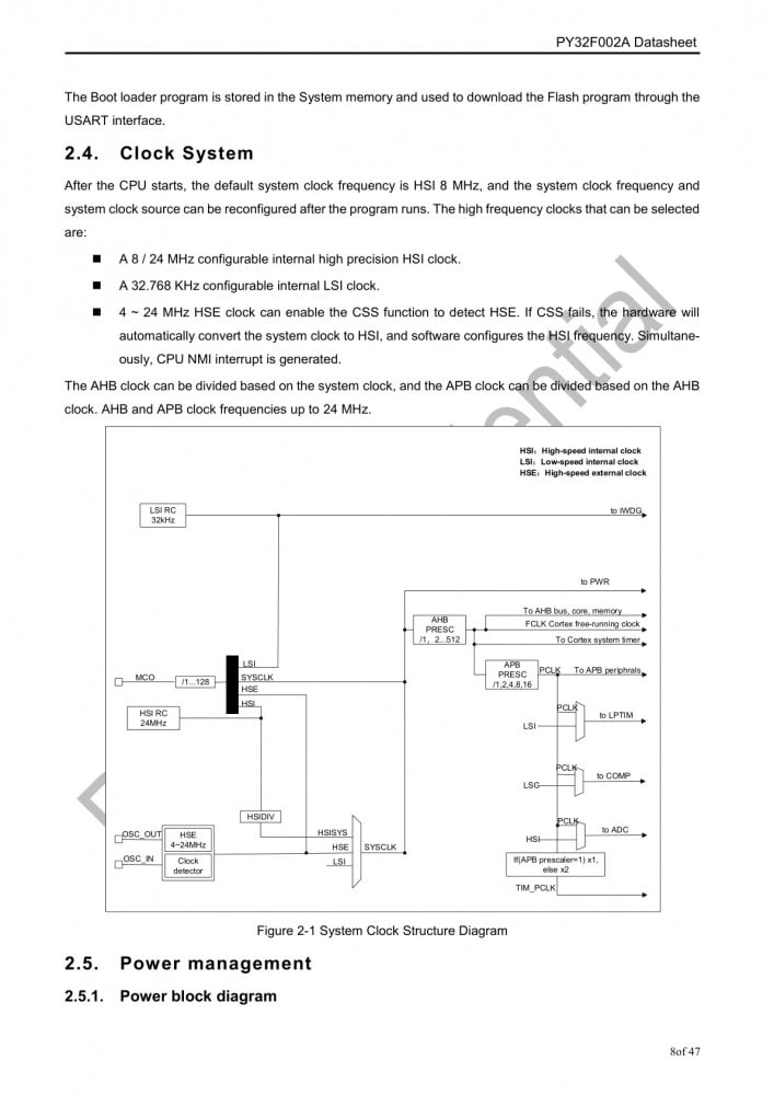 PY32F002A datasheet page 8
