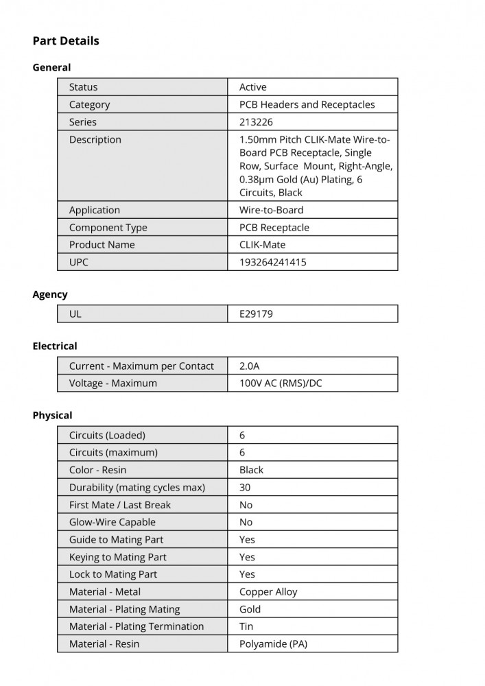 Technical document page 2 for product reference