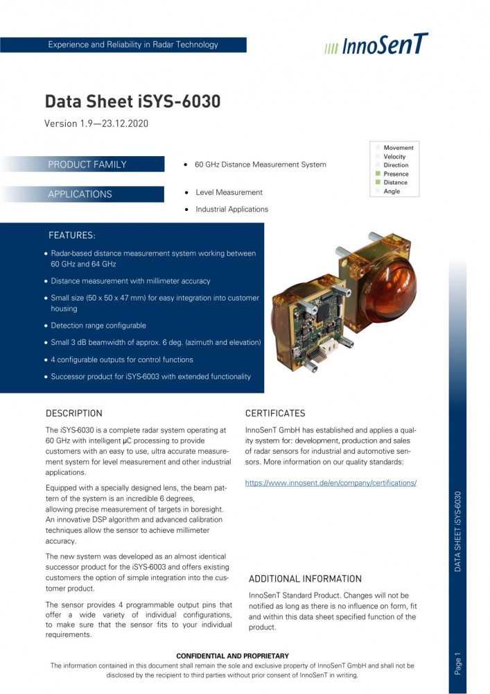 iSYS-6030 technical document page 1