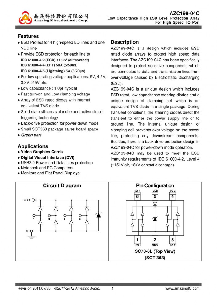 AZC199-04C datasheet page 1