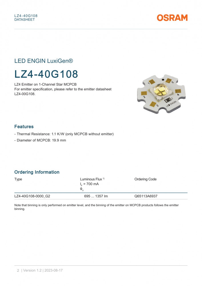 LZ4-40G108 datasheet page 2