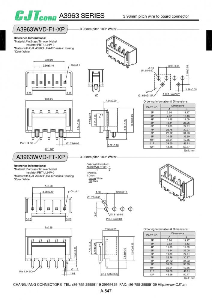 CJT A3963 series technical page 9