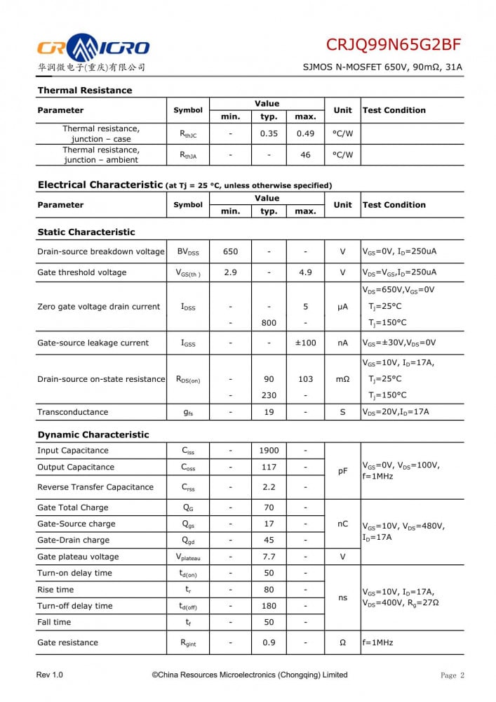 CRJQ99N65G2BF datasheet page 2
