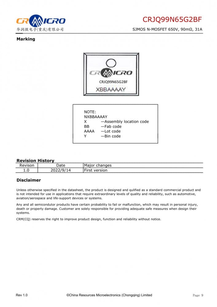 CRJQ99N65G2BF datasheet page 9