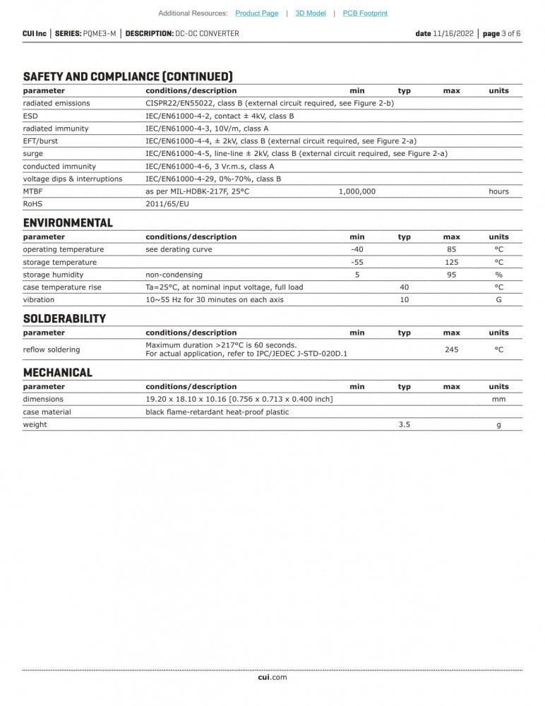 PQME3-M datasheet page 3