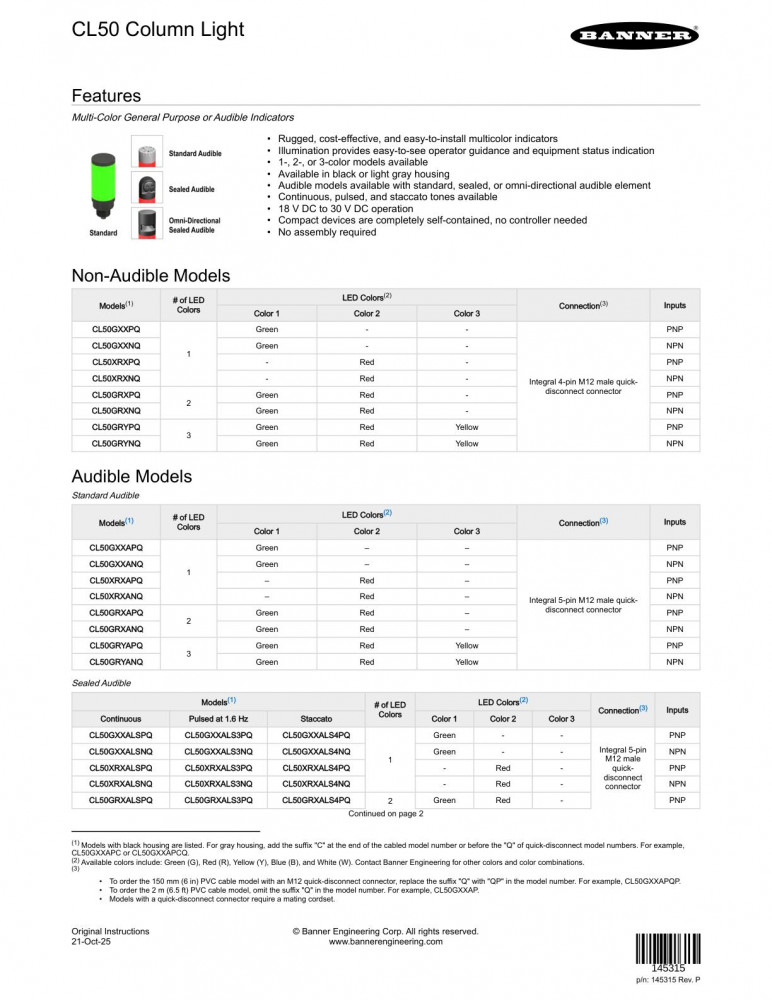 CL50 product document page 1