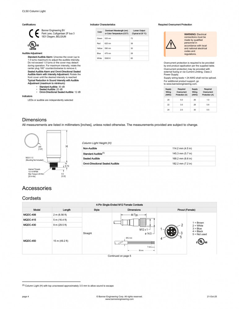 CL50 product document page 4
