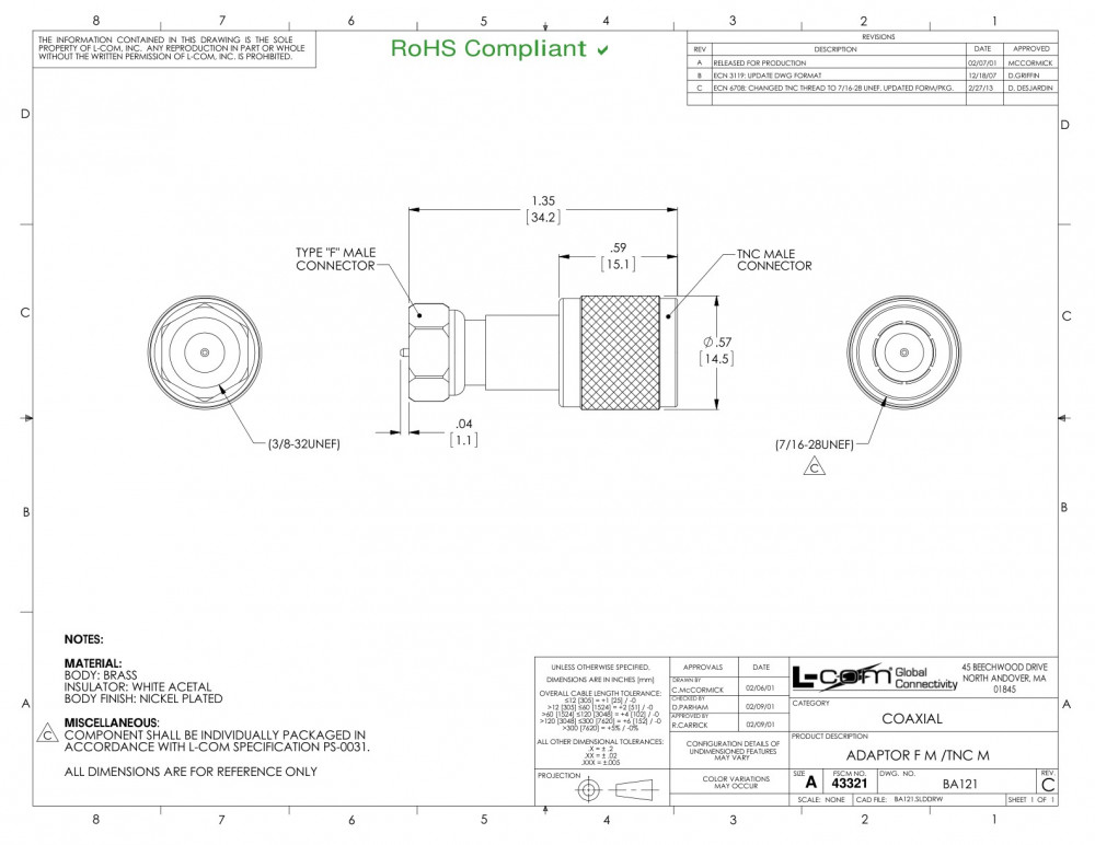 L-com BA121 technical document preview