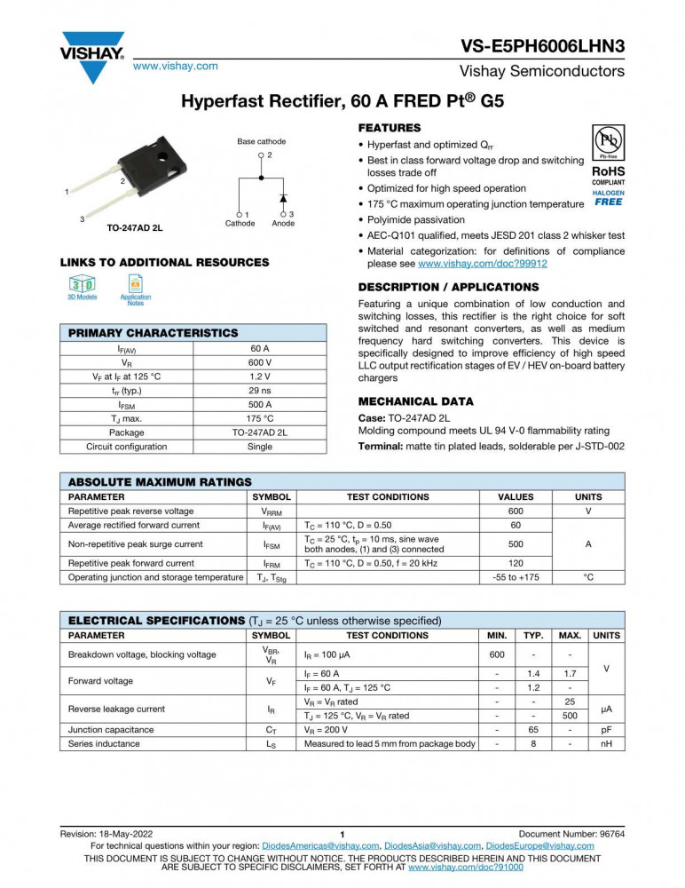 VS-E5PH6006LHN3 datasheet page 1