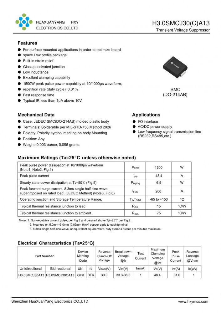 H3.0SMCJ30A13 datasheet page 1