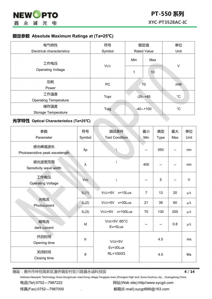 XYC-PT3528AC-IC specification page 4