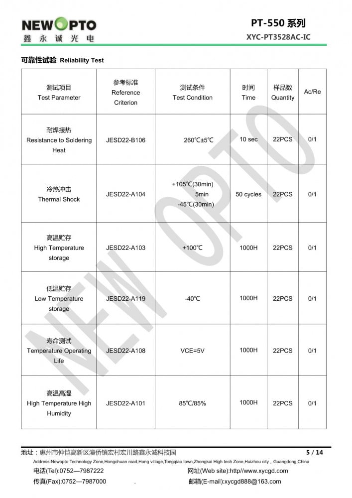 XYC-PT3528AC-IC specification page 5