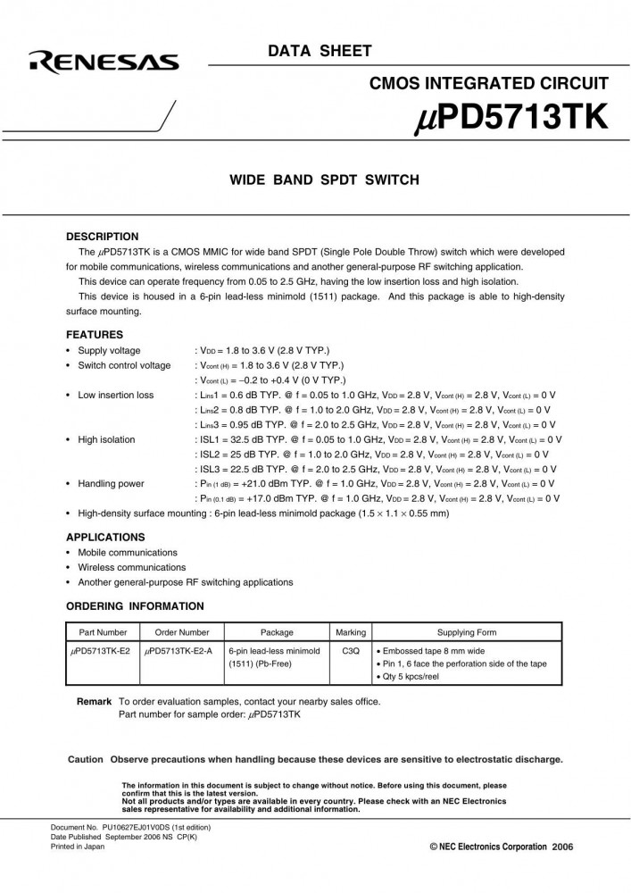 UPD5713TK-E2-A datasheet page 1