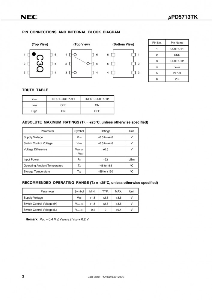 UPD5713TK-E2-A datasheet page 2