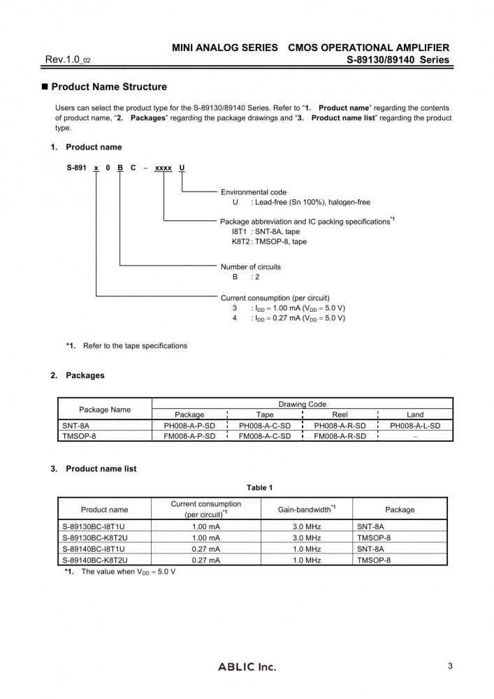 ABLIC S-89130 datasheet page 3
