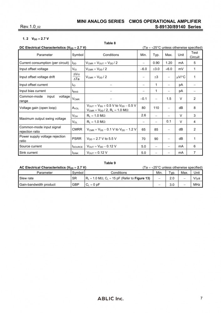 ABLIC S-89130 datasheet page 7