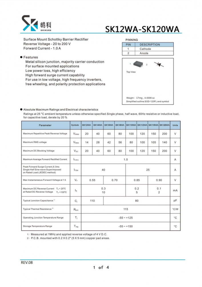 SK120WA datasheet page 1