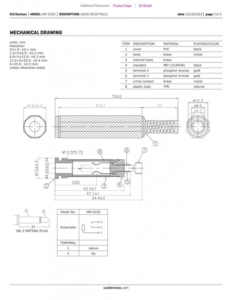 CUI MR-6330 datasheet page 2