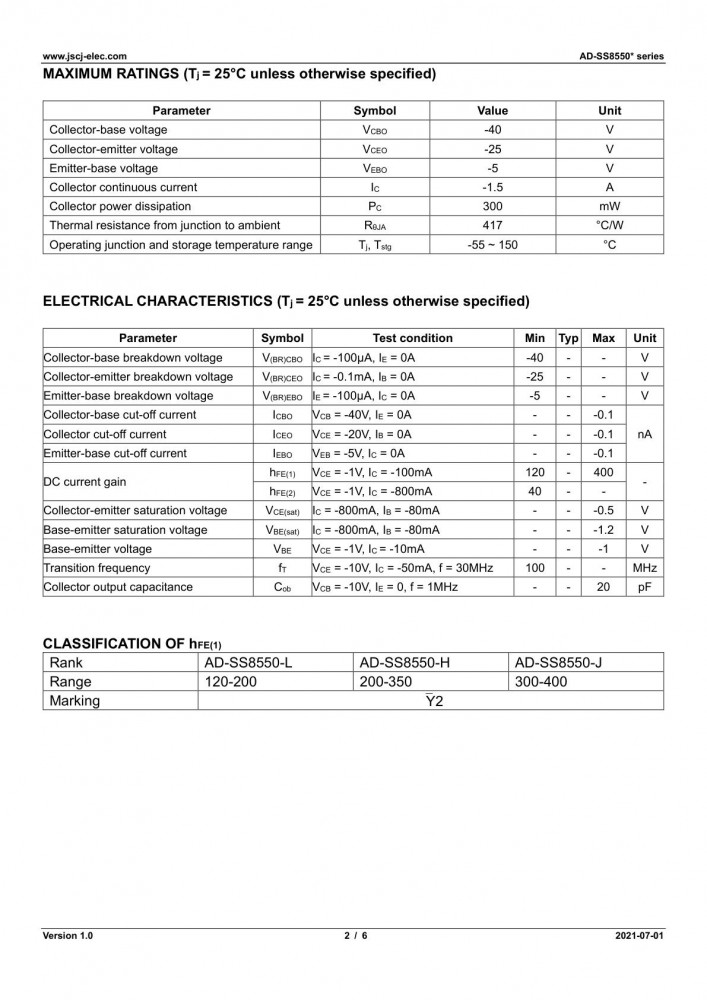 AD-SS8550-H datasheet page 2