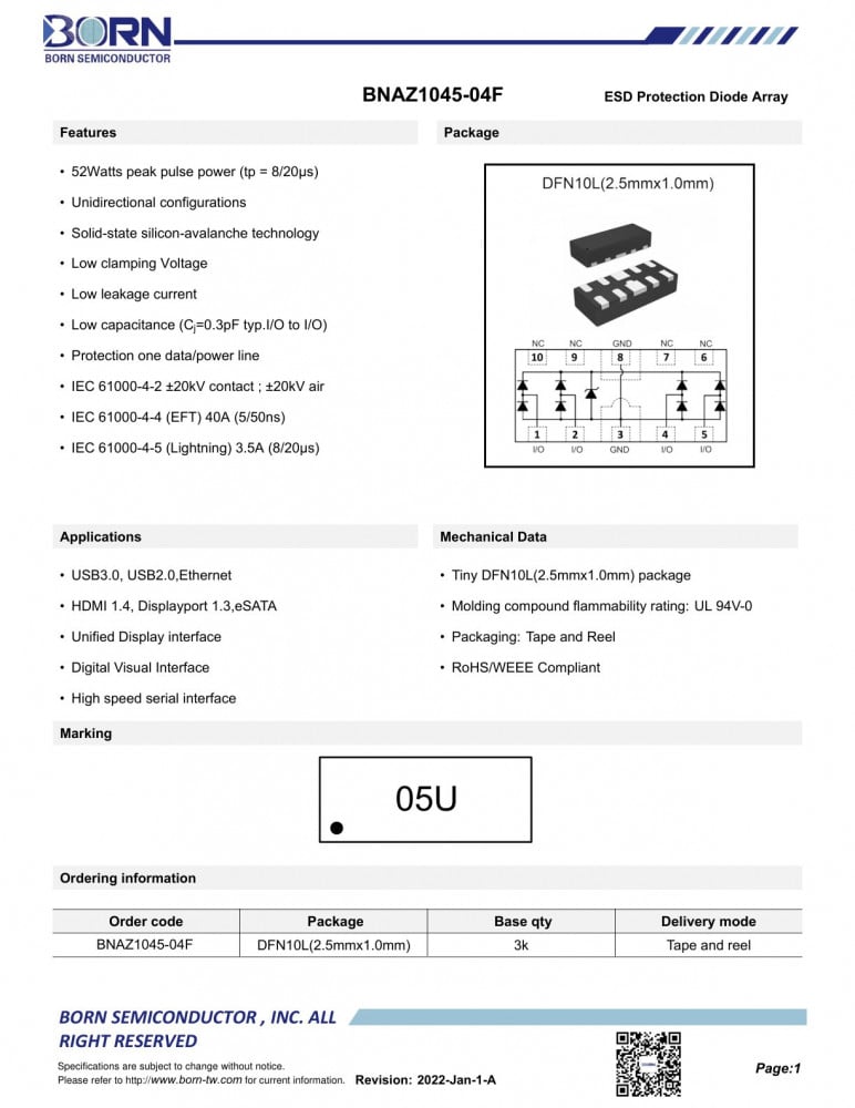 BNAZ1045-04F datasheet page 1