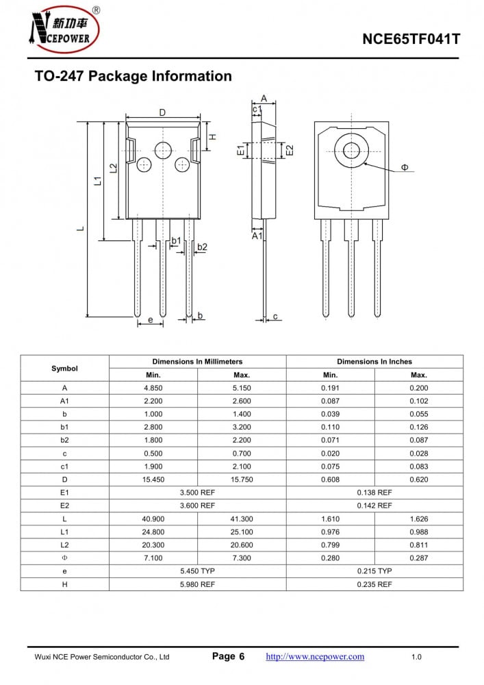 NCE65TF041T datasheet page 6