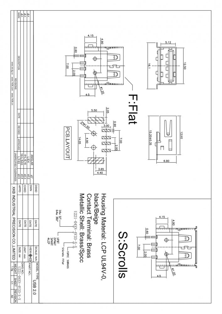 XKB Connection U221-041N-4V33-S5 technical drawing