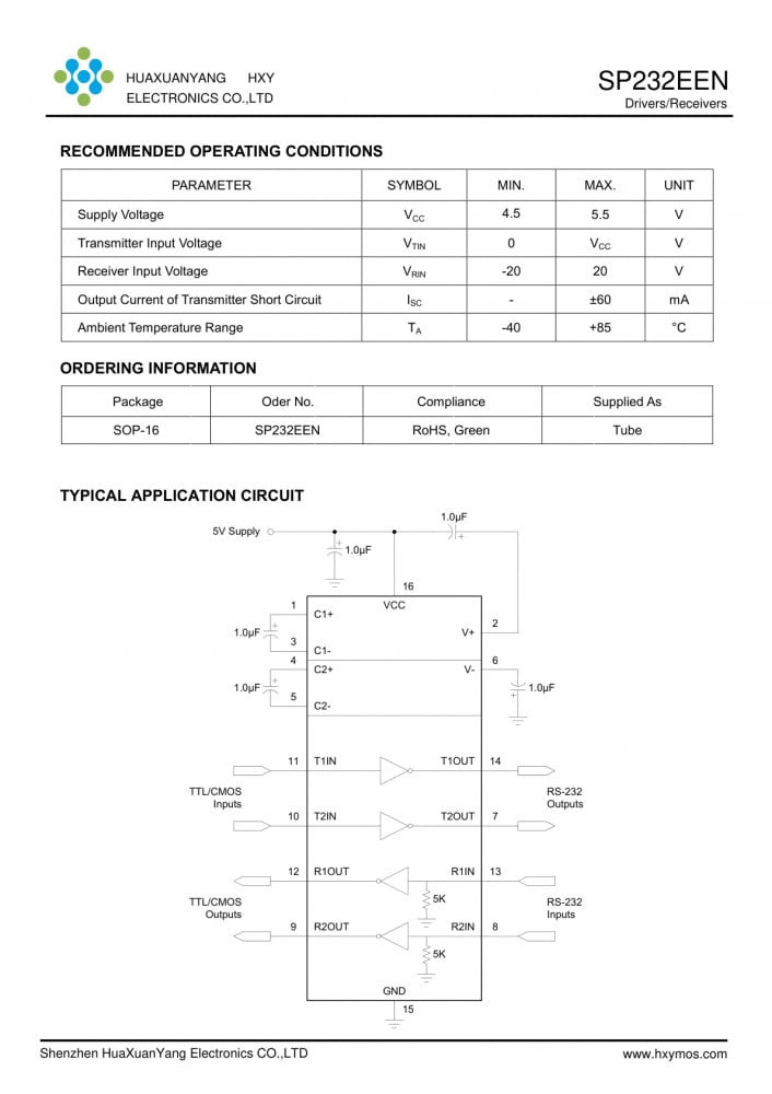 SP232EEN-HXY datasheet page 3