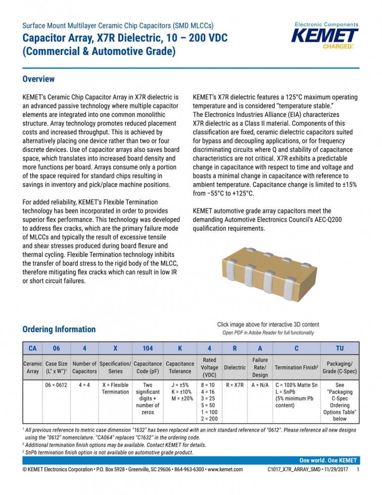 KEMET CA064 series datasheet page 1