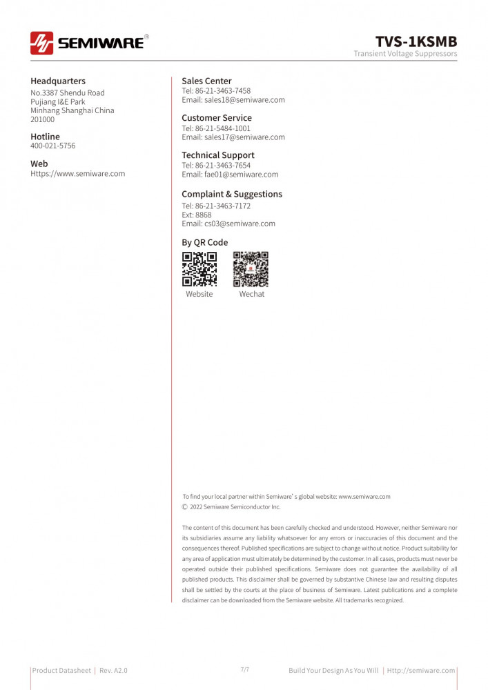 SEMIWARE 1KSMB TVS datasheet page 7