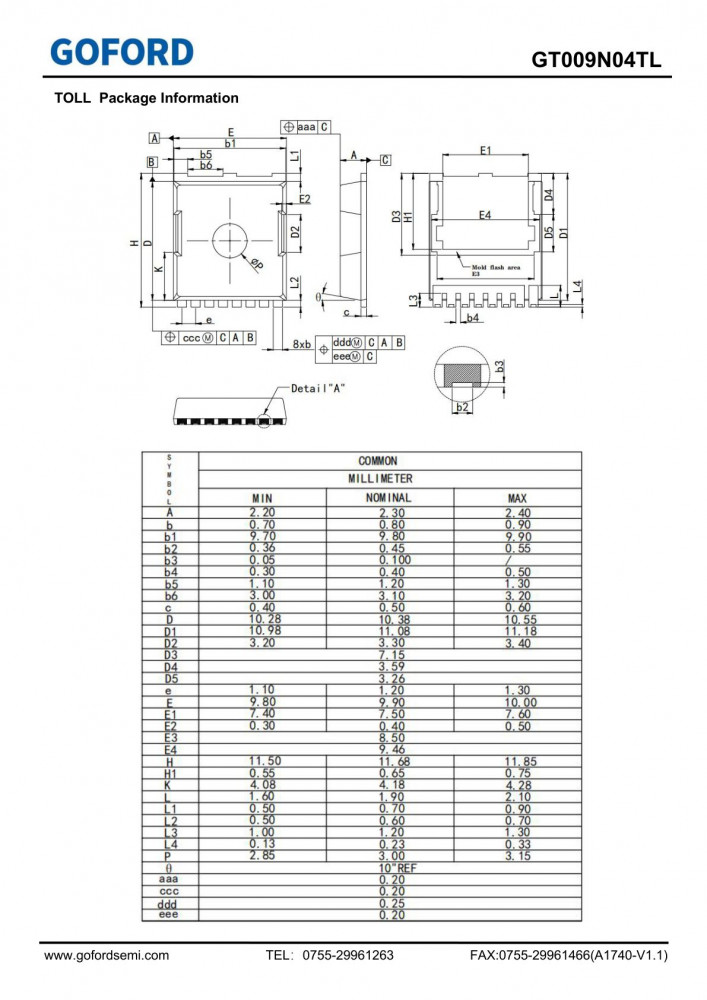 GT009N04TL TOLL package drawing