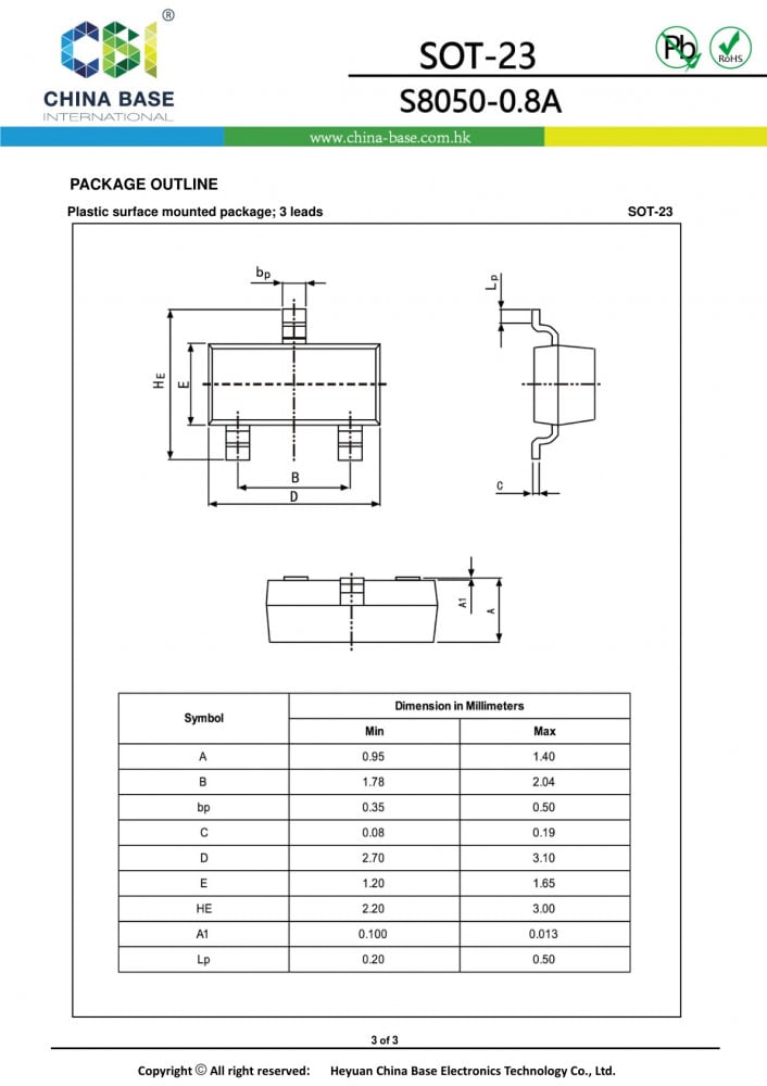 CBI S8050(0.8A) datasheet page 3