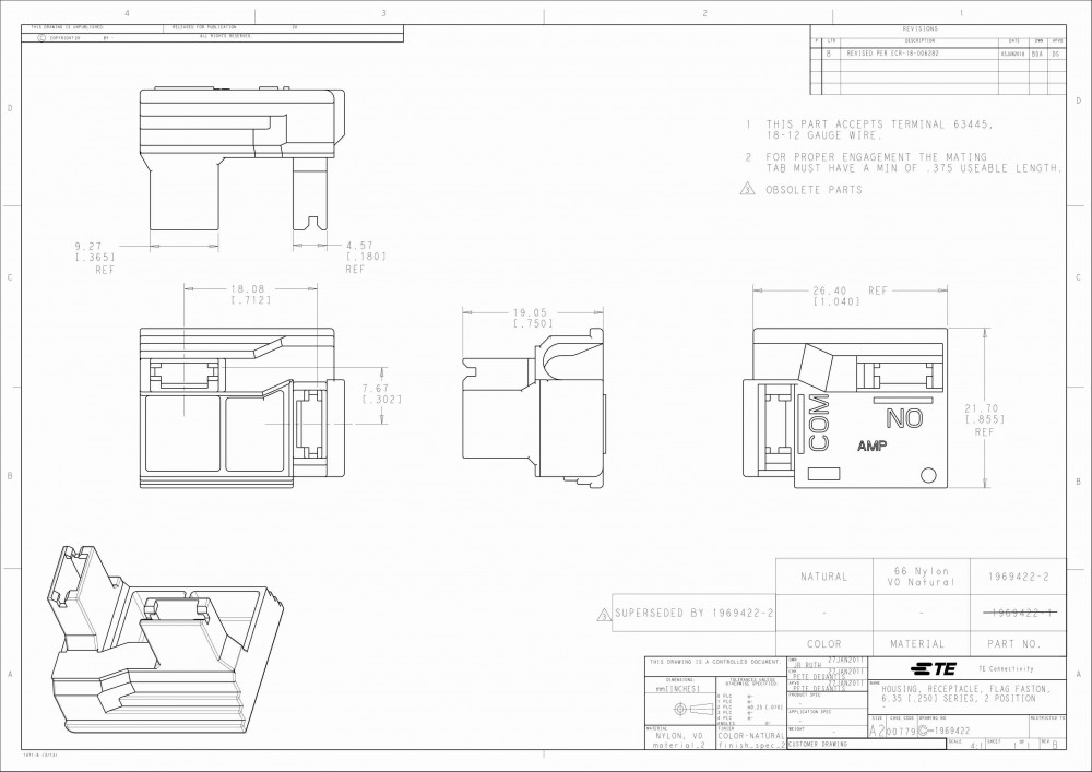 TE Connectivity 1969422-2 technical drawing