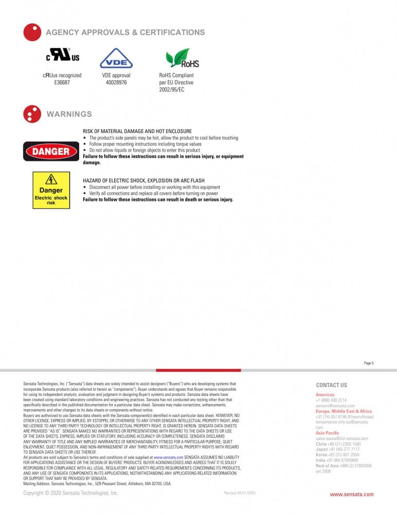 Sensata Airpax 6700 Series datasheet page 5
