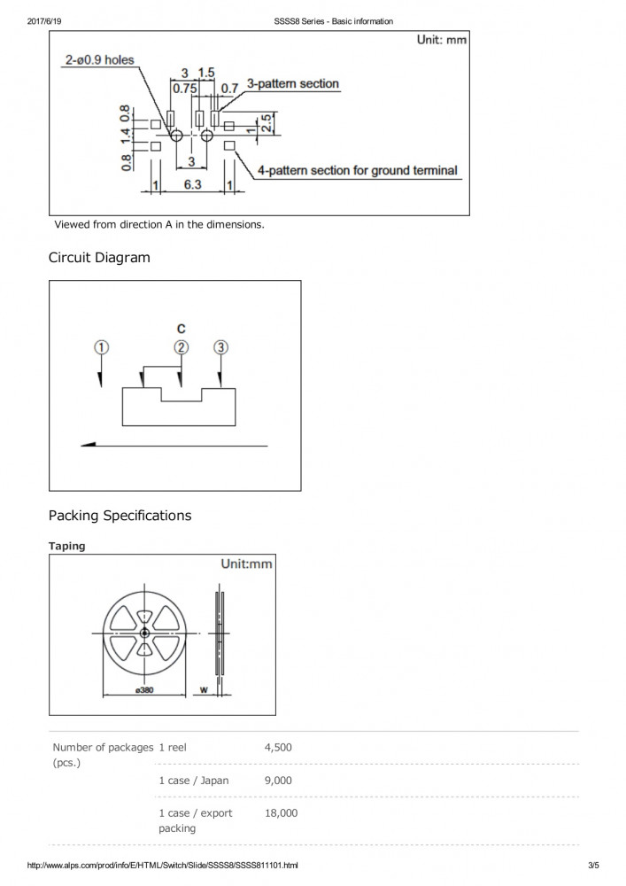 SSSS811101 land dimensions and circuit diagram