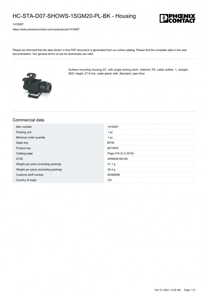 Phoenix Contact 1419267 technical document page 1
