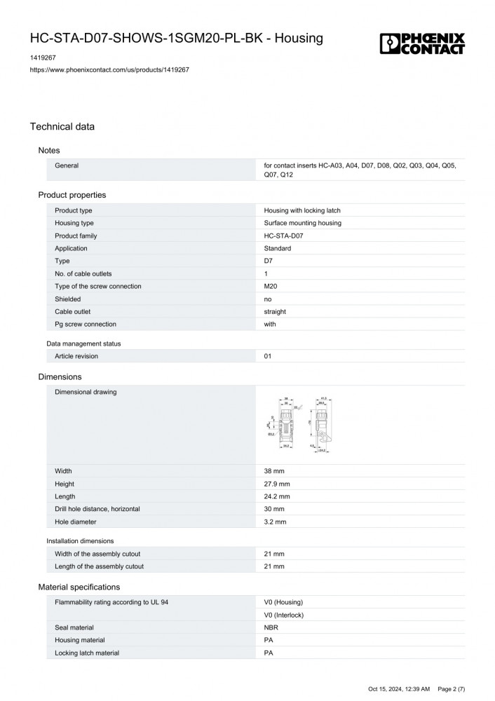 Phoenix Contact 1419267 technical document page 2