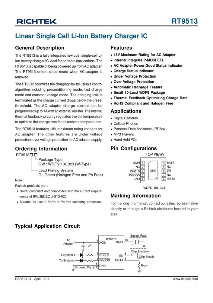 RT9513 datasheet page 1
