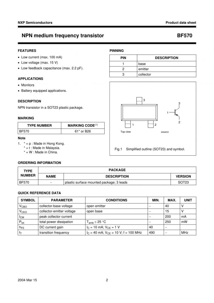 BF570 datasheet page 3