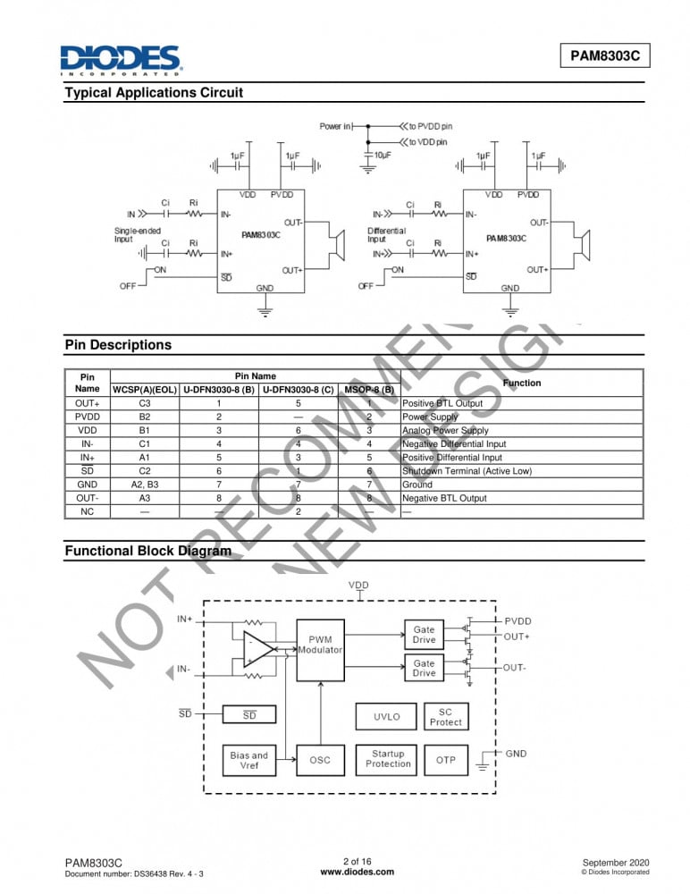 PAM8303CBYC datasheet page 2