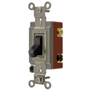 Extra Heavy Duty Industrial Grade, Toggle Switches, General Purpose AC, Single Pole, 15A 120/277V AC, Back and Side Wired Toggle