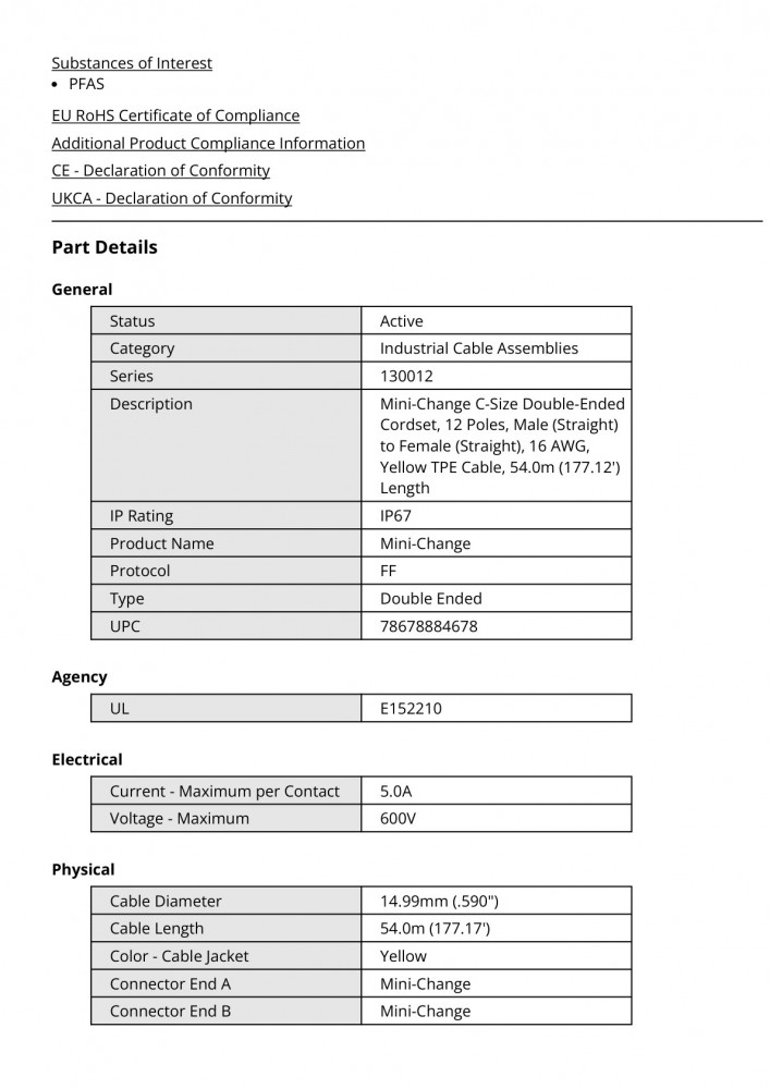 MOLEX 130012 series product drawing, page 2