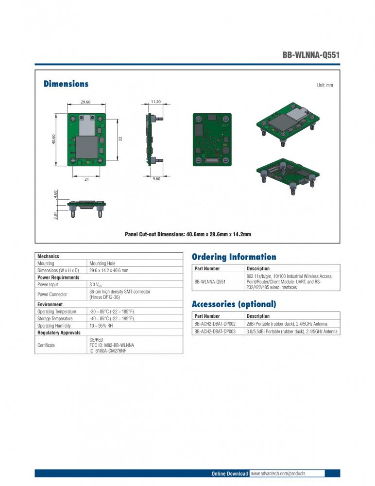 BB-WLNNA-Q551 technical document, page 2