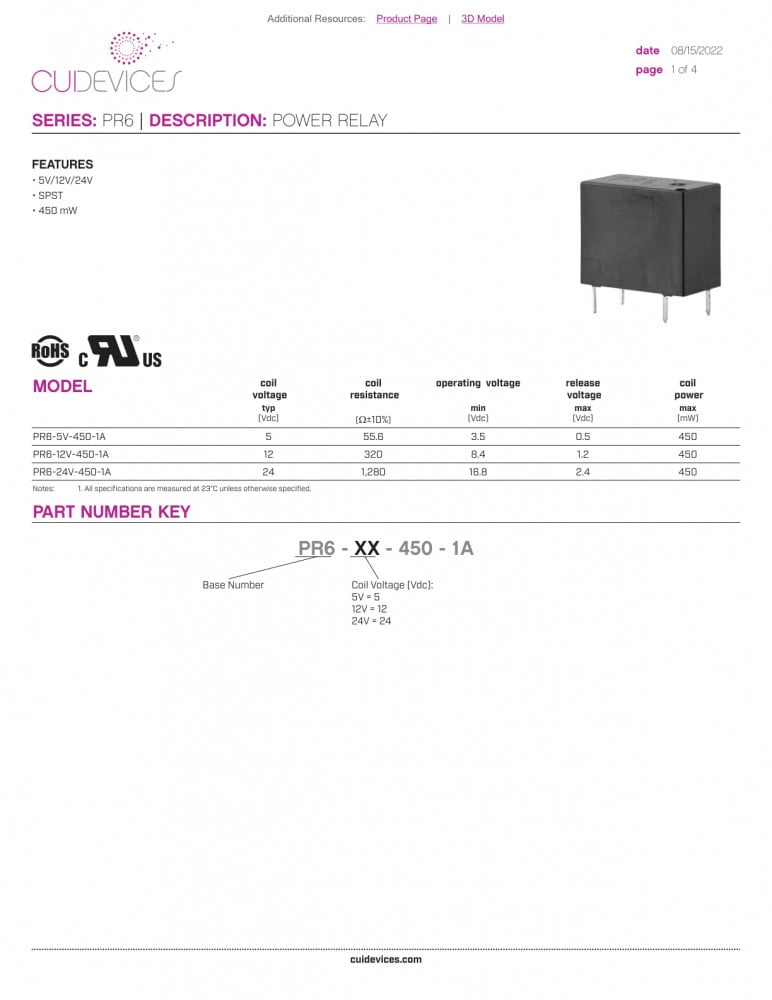 PR6 datasheet page 1